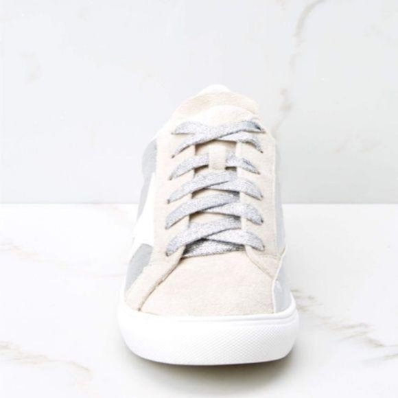 Shoes | Metallic Silver Low Top Star Sneakers | Poshmark